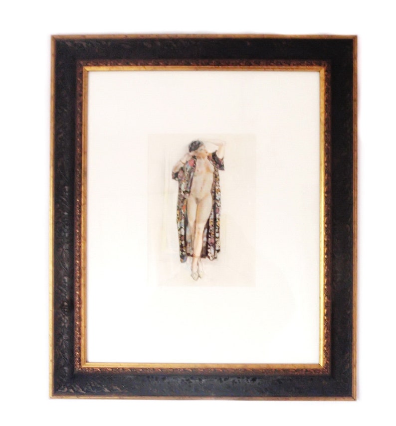 Edouard Chimot Naked Woman Lithograph Framed Antique Erotic Hand Signed ...