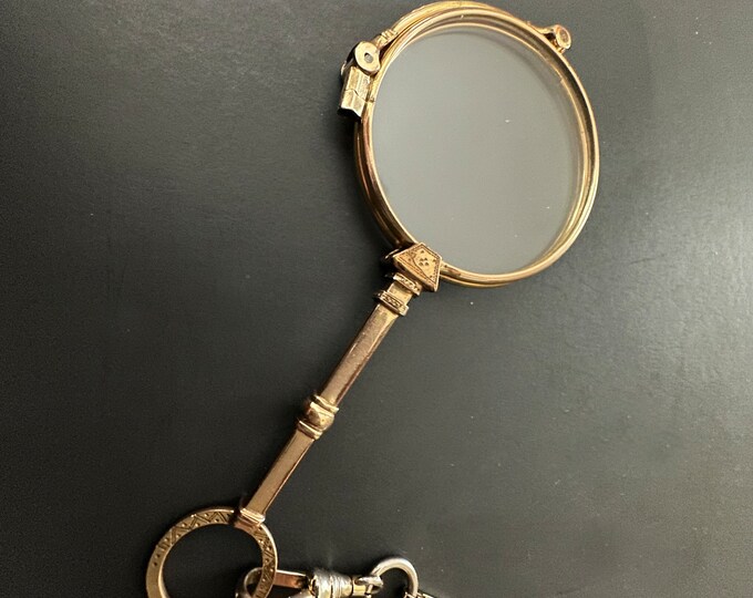 Antique Lorgnette Magnifying Glass Doublé Gold Plated French Folding ...
