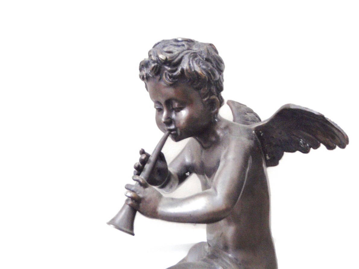 ONE Bronze Angel Sculpture Fireside Living Room Decor, Cherub Angel ...