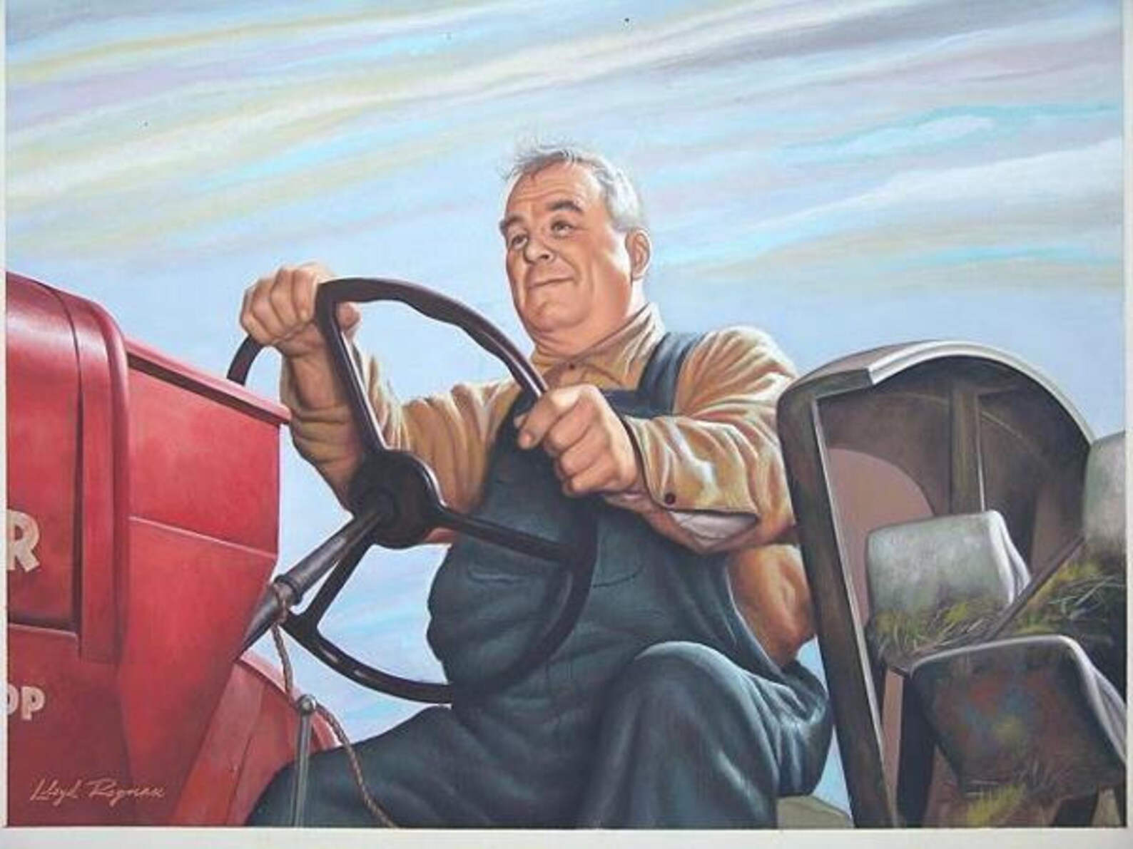 Lloyd Rognan Farmer Tractor Painting 1960s Original | Etsy