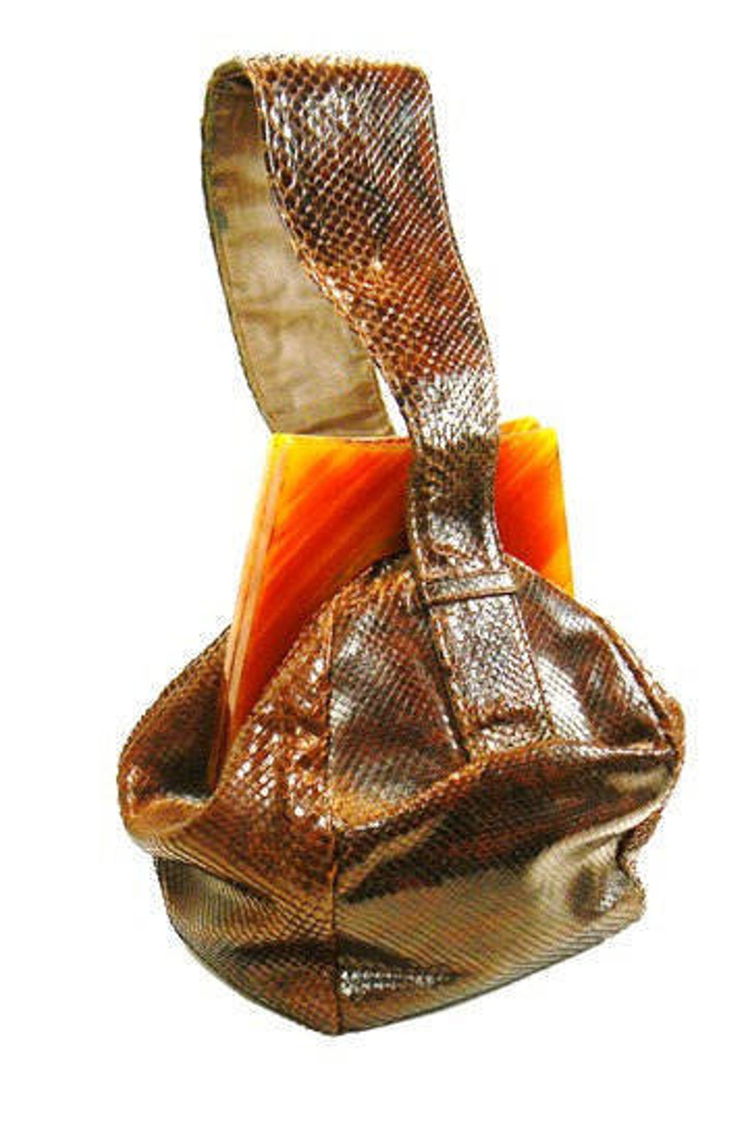 1930s Snake Skin Lucite Handbag/art Deco Brown Reptile Purse ...