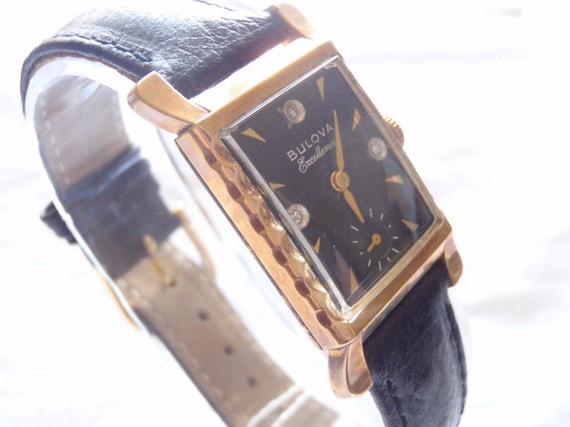 1951 Bulova Excellency 3 Diamond Watch Bulova 10k Ro… - Gem