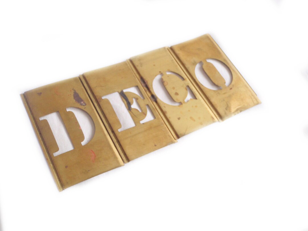 Boxed Brass Stencil Set Brushes Pads Ink Alphabet, Numbers, Punctuation ...