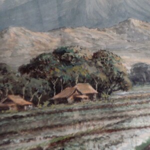 Basar Watercolor Java Indonesian Rice Terraces and Volcanic Mountain ...