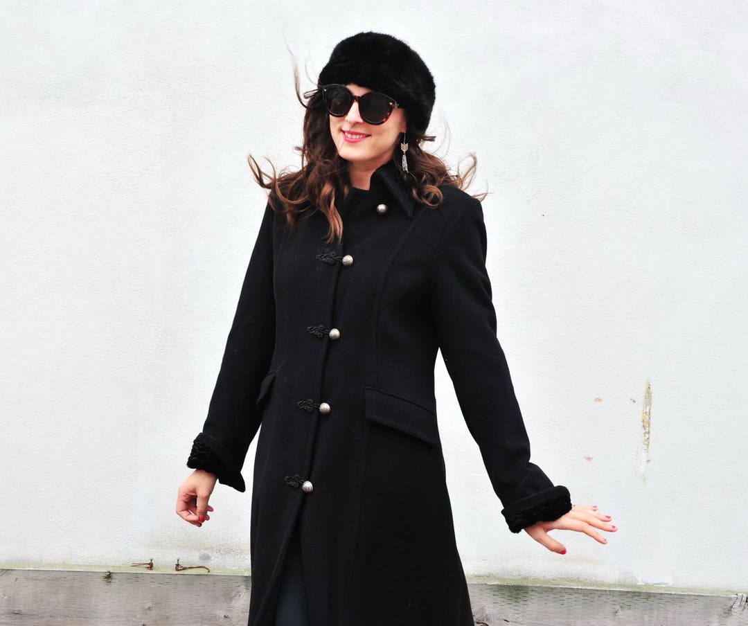 53 in Cashmere Wool Coat/1990s Jones NY Ladies Black Cashmere Wool ...