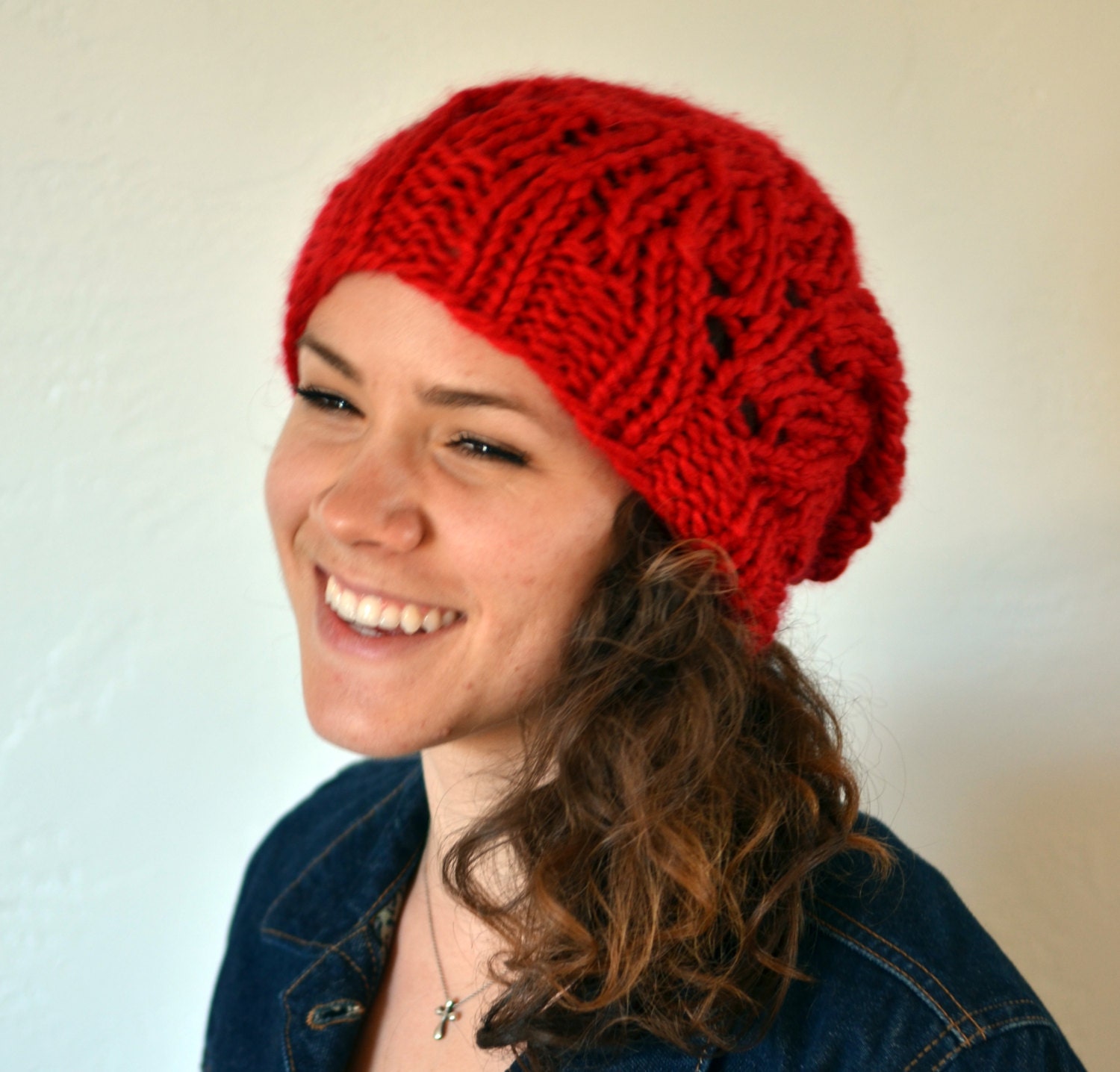 KNITTING PATTERN Chunky Knit Slouchy Beanie Toque Fall Winter Hat ...