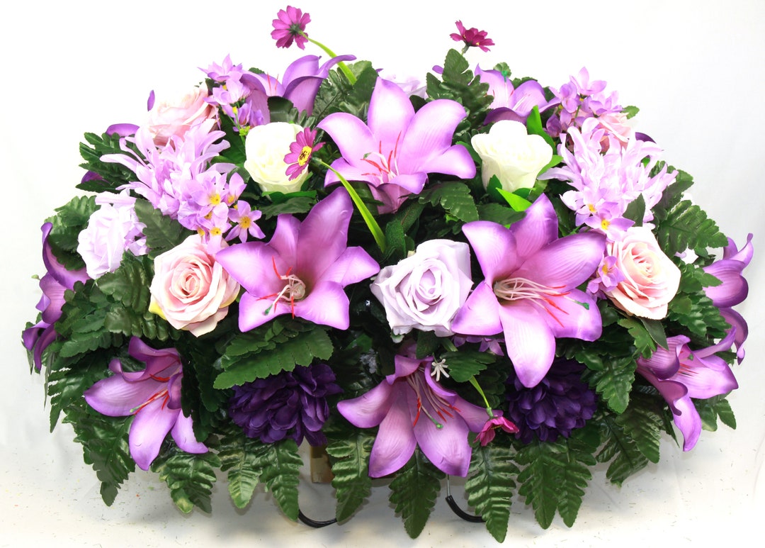 Fall Mixture Arrangement: Beautiful Cemetery Flowers for Remembrance Elegant Floral Tribute for ...