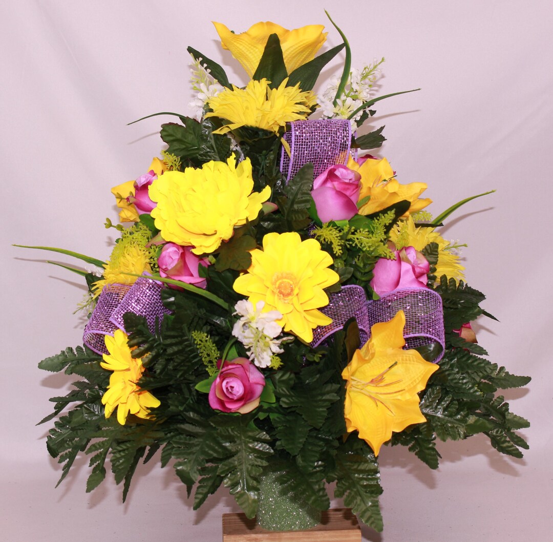 XL Handmade 360-degree Spring Mixture Cemetery Flower Arrangement ...