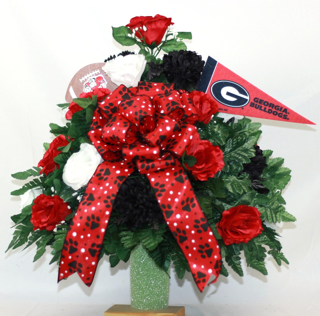 XL Handcrafted Georgia Fan 360 Degree Cemetery Vase Flower Arrangement ...