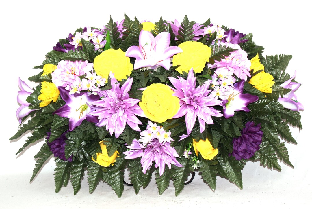 XL Fall Mixture Cemetery Saddle Arrangement- Beautiful Cemetery Flowers for Remembrance - Etsy