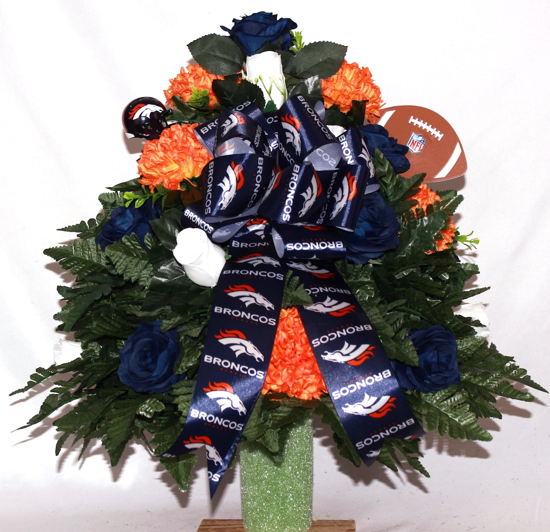 Broncos Fan Cemetery Flowers, Cemetery Urn Flowers, Grave Decorations ...