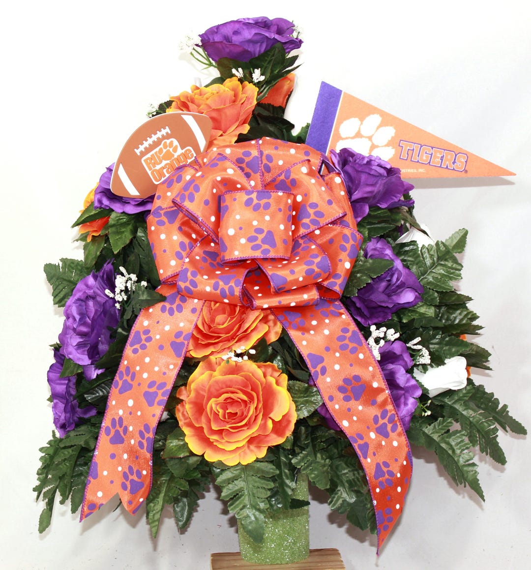 Tiger Fan Cemetery Flowers, Cemetery Urn Flowers, Grave Decorations ...