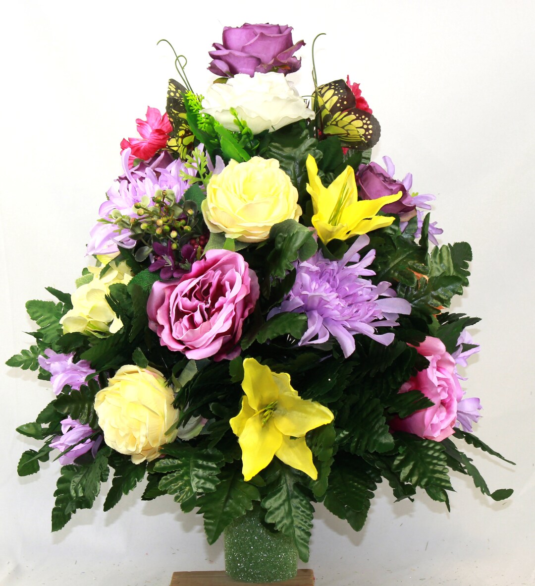XL Handmade 360 Degree Spring Pastel Mixture Cemetery Vase Flower ...