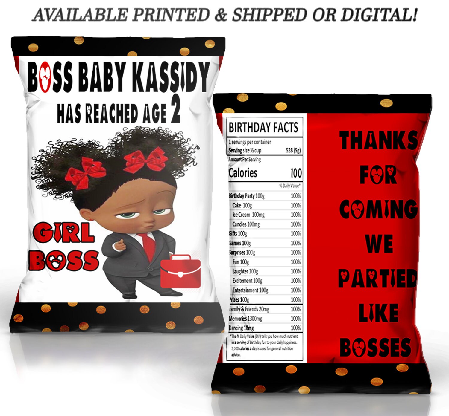 Boss Baby Chip Bag Custom Chip Bag Boss Baby Birthday - Etsy