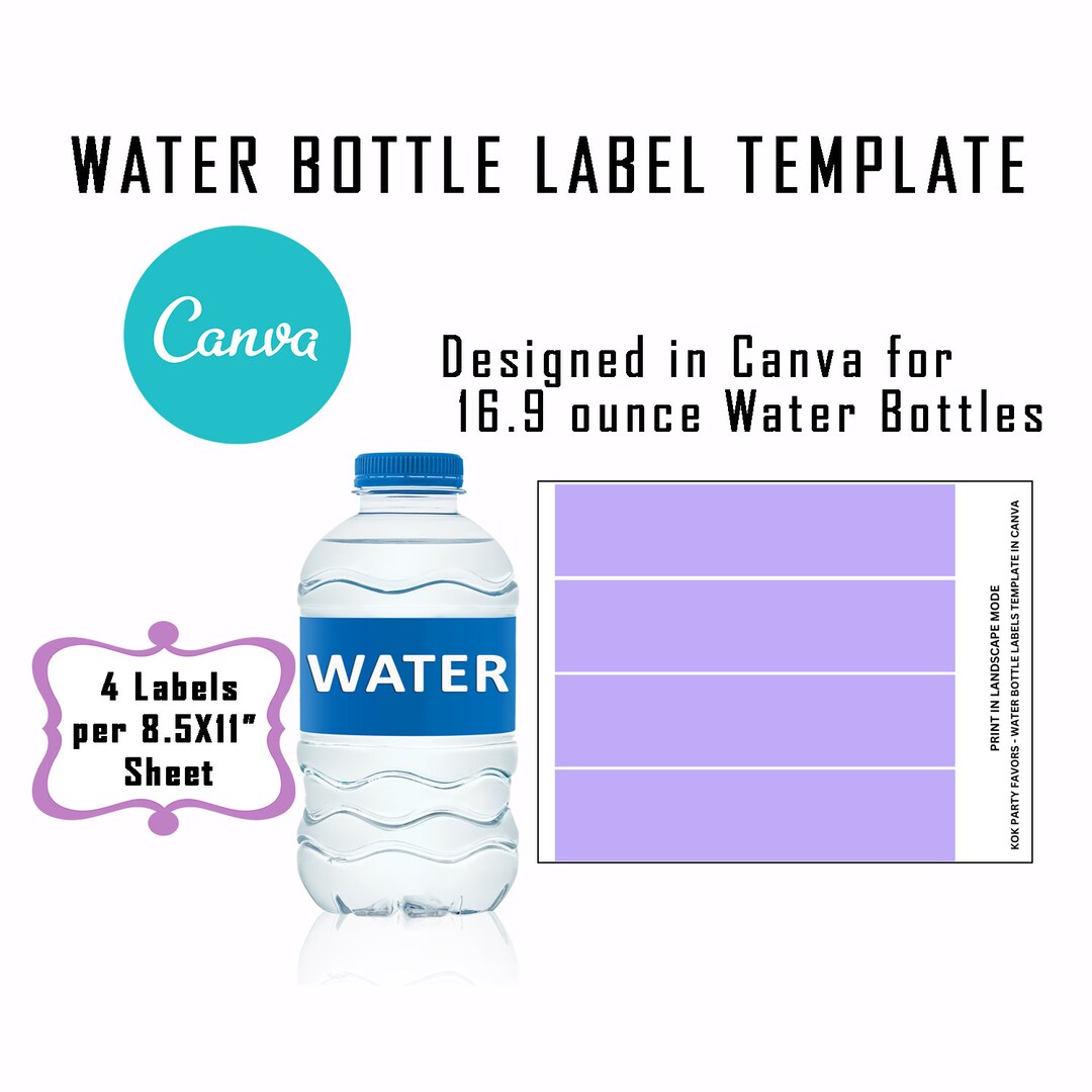 BLANK TEMPLATE for Canva Water Bottle Labels Template - Etsy