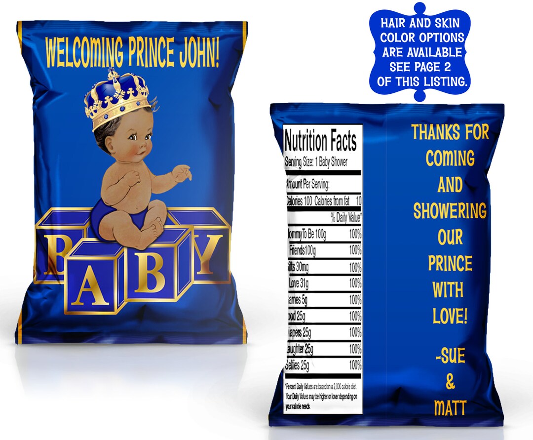 Baby Shower Chip Bag Boy Baby Shower Custom Chip Bag - Etsy