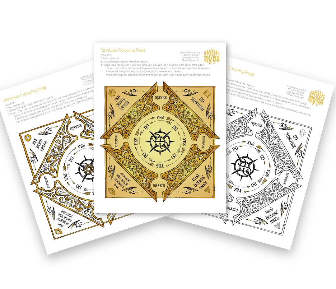 Pendulum Board Colouring Page for Tarot Readers - Instant Download ...
