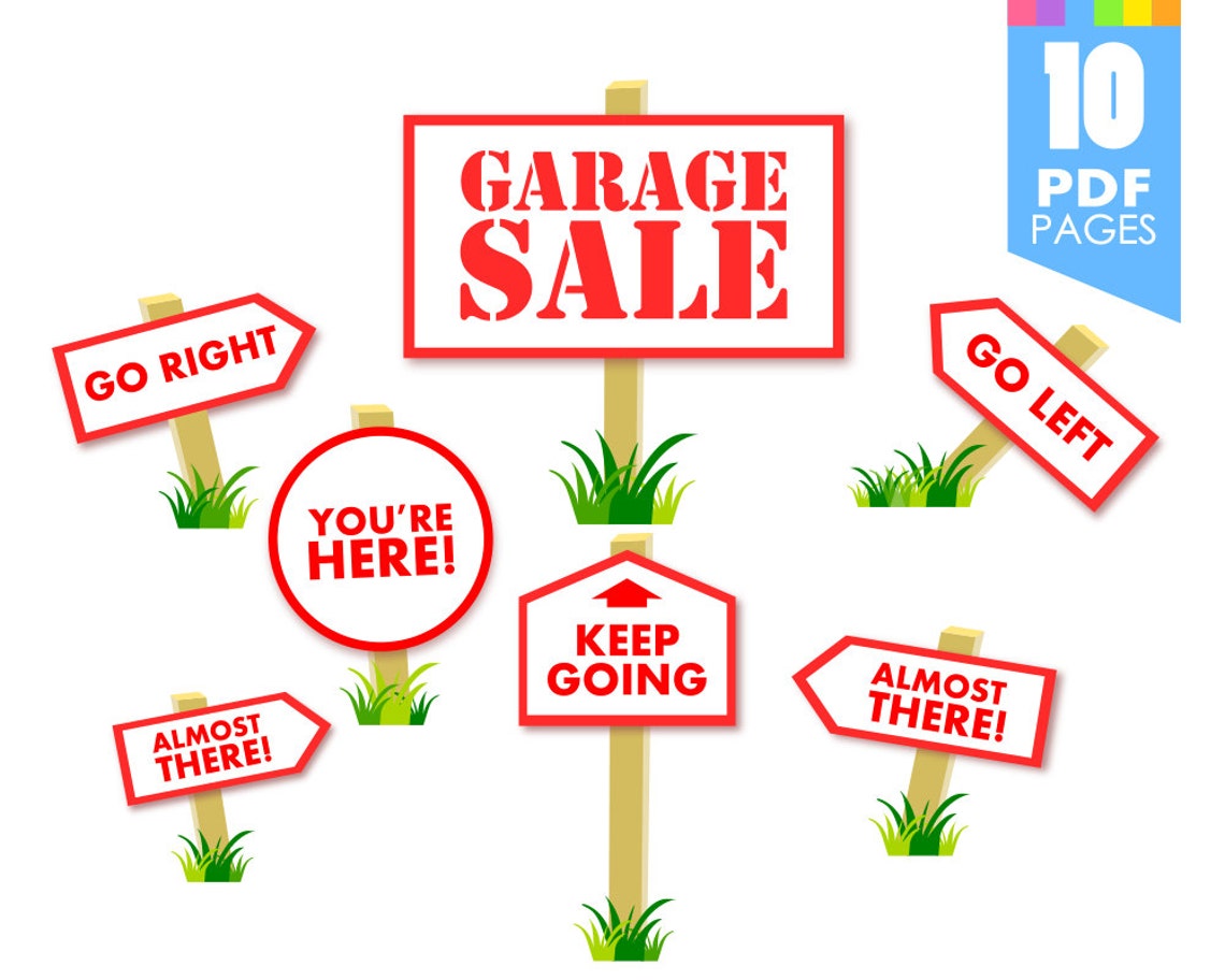 Garage Sale Signs Printable Template With High Quality PDF - Etsy