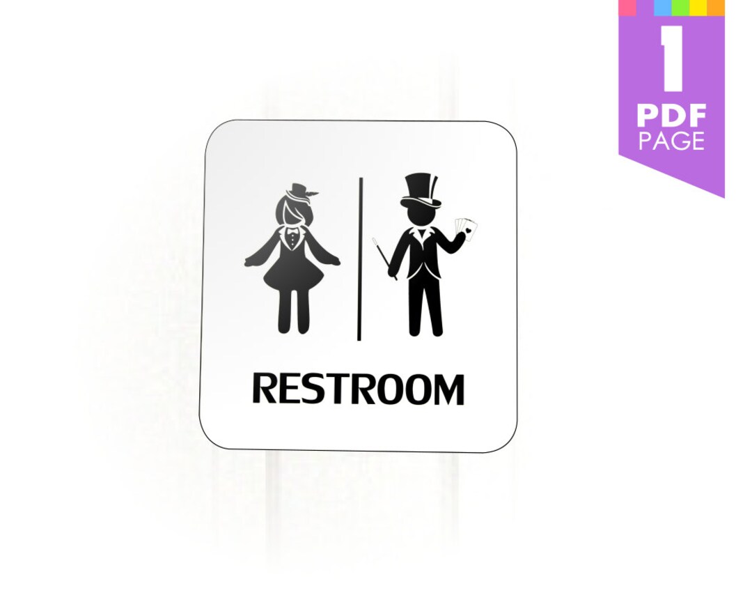 Magician Restroom Template - Wizard Bathroom Door Sign - High Quality ...