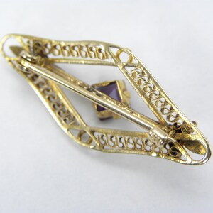 Antique 10K Gold Filigree Pin Amethyst Stone - Etsy