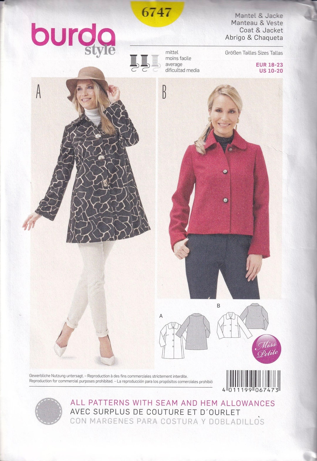 Burda Uncut Sewing Pattern 6747 - Etsy