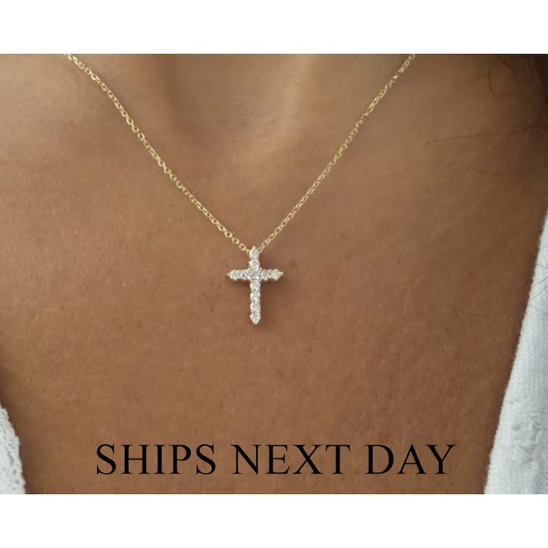 Lab Grown Diamond Cross Necklace - Etsy