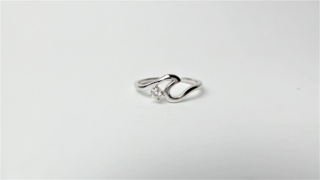 Wave Ring / Gold Wave Ring / Diamond Wave Ring / 14k White Gold Wave ...