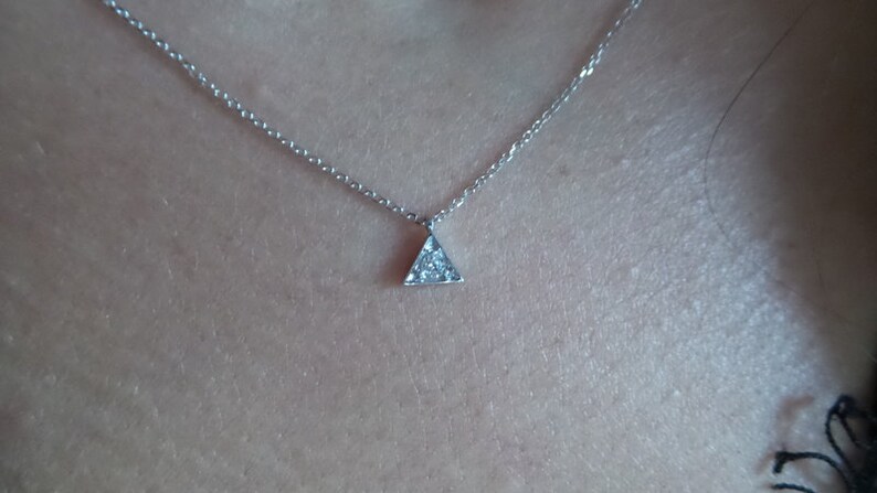 Triangle Shape Diamond Pendant/ Dainty Diamond Necklace/ 14k | Etsy