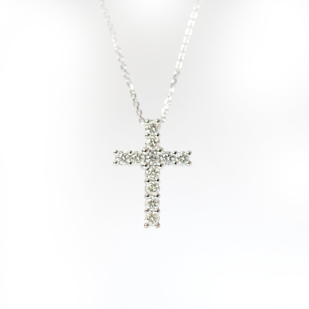 Large Diamond Cross Necklace 0.77CTS / 14k Gold Diamond Cross / Bridal ...