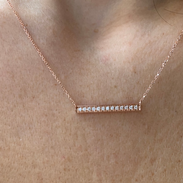 Diamond Bar Necklace - Etsy