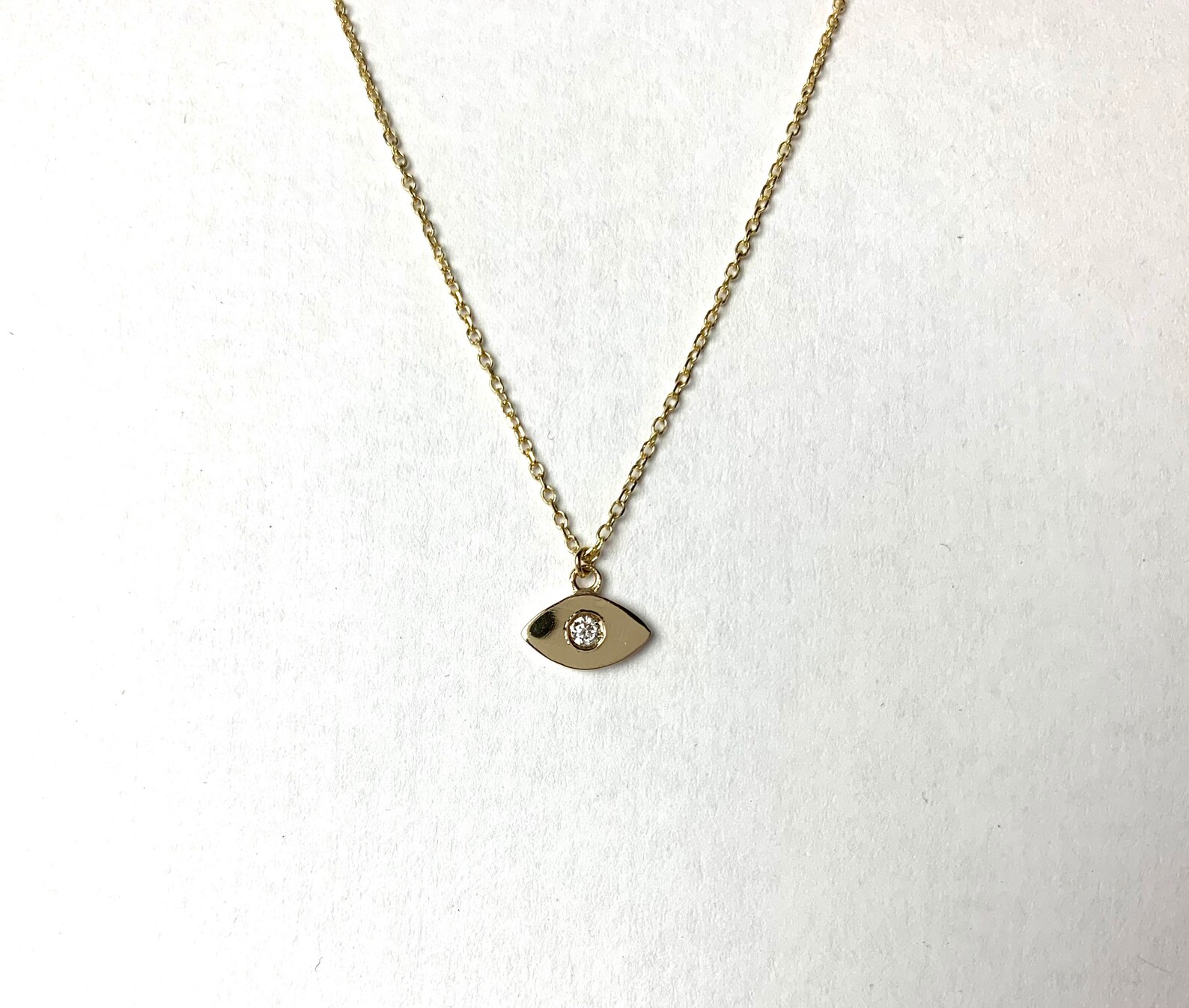 Diamond Evil Eye Necklace 0.03ct / 14k Gold Diamond Evil Eye | Etsy