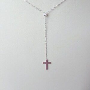 Diamond Cross Necklace / Diamond Necklace Lariat / 14k Gold - Etsy