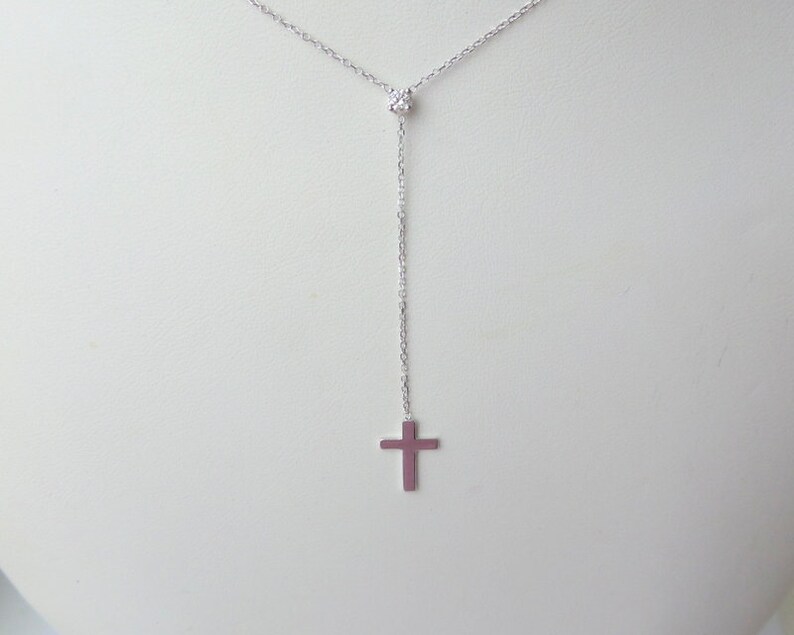 Diamond Cross Necklace / Diamond Necklace Lariat / 14k Gold - Etsy