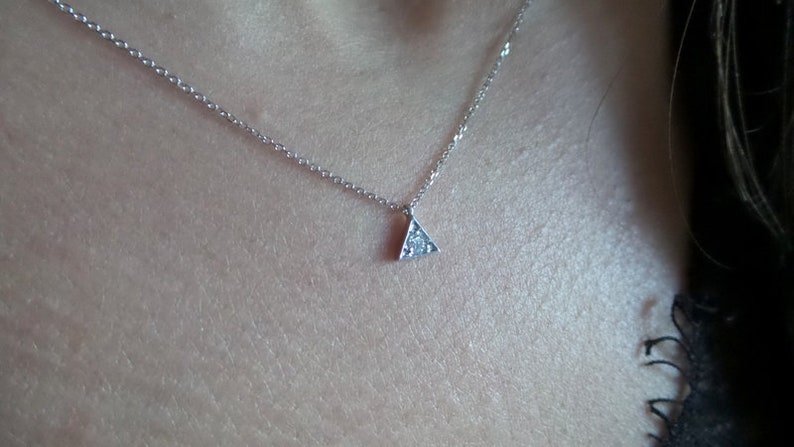 Triangle Shape Diamond Pendant/ Dainty Diamond Necklace/ 14k | Etsy