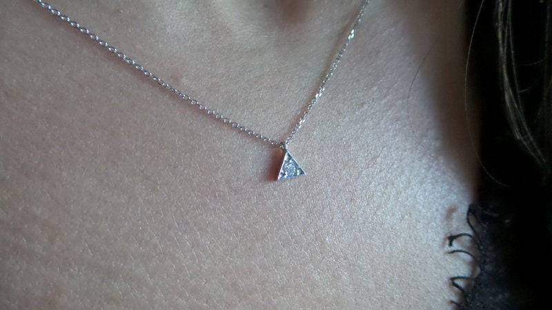 Triangle Shape Diamond Pendant/ Dainty Diamond Necklace/ 14k | Etsy