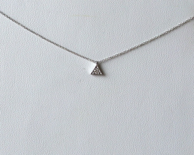 Triangle Shape Diamond Pendant/ Dainty Diamond Necklace/ 14k | Etsy