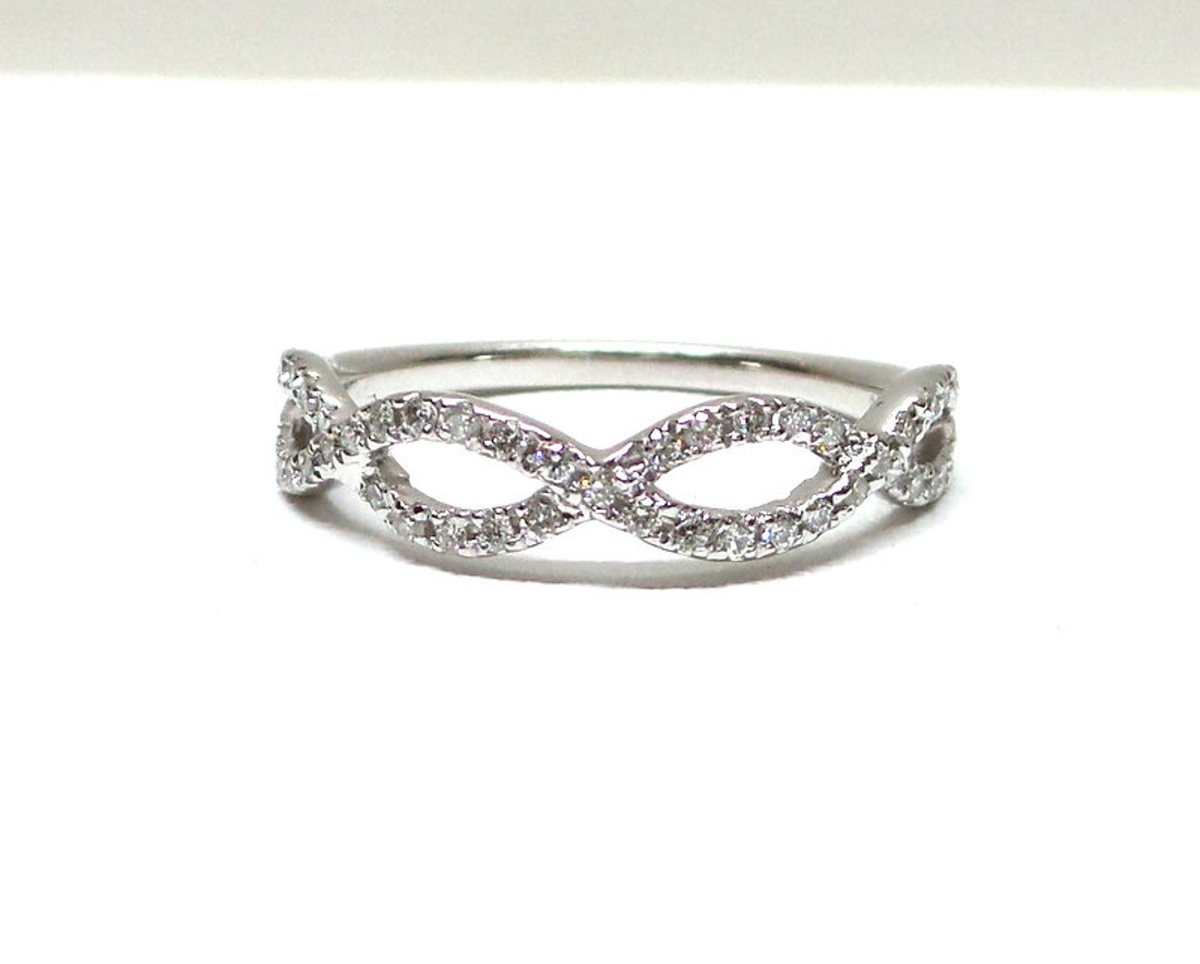 Diamond Infinity Ring 0.30ct / 14k White Gold Diamond Infinity Ring ...