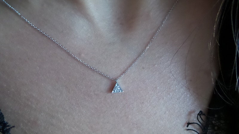 Triangle Shape Diamond Pendant/ Dainty Diamond Necklace/ 14k | Etsy