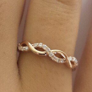 Infinity Ring/ 14k Rose Gold Diamond Infinity Ring/ Diamond Infinity ...