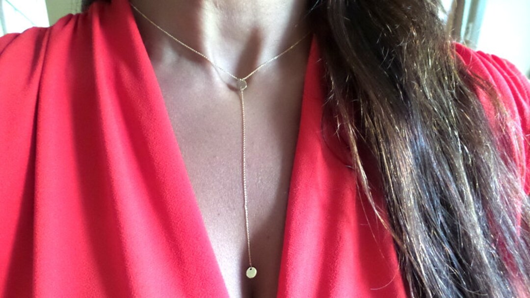 Gold Lariat Necklace / 14k Gold Disc Lariat Necklace / Gold - Etsy