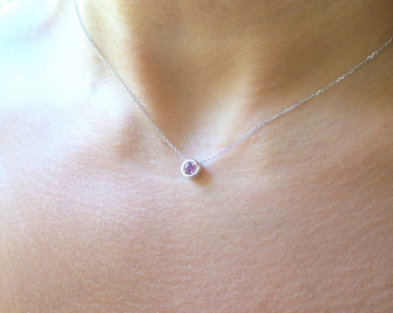 Ruby Necklace / 14k White Gold Ruby Necklace / Minimalist Ruby | Etsy