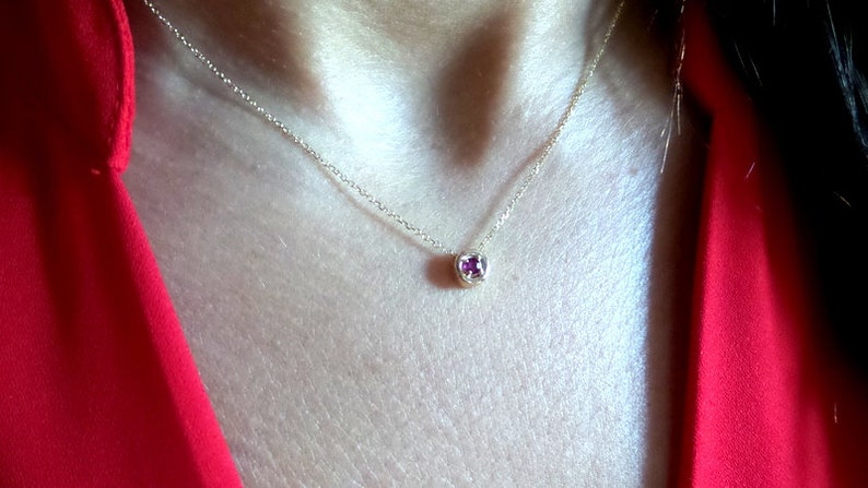 Ruby Necklace / 14k Gold Ruby Necklace / Minimalist Ruby | Etsy