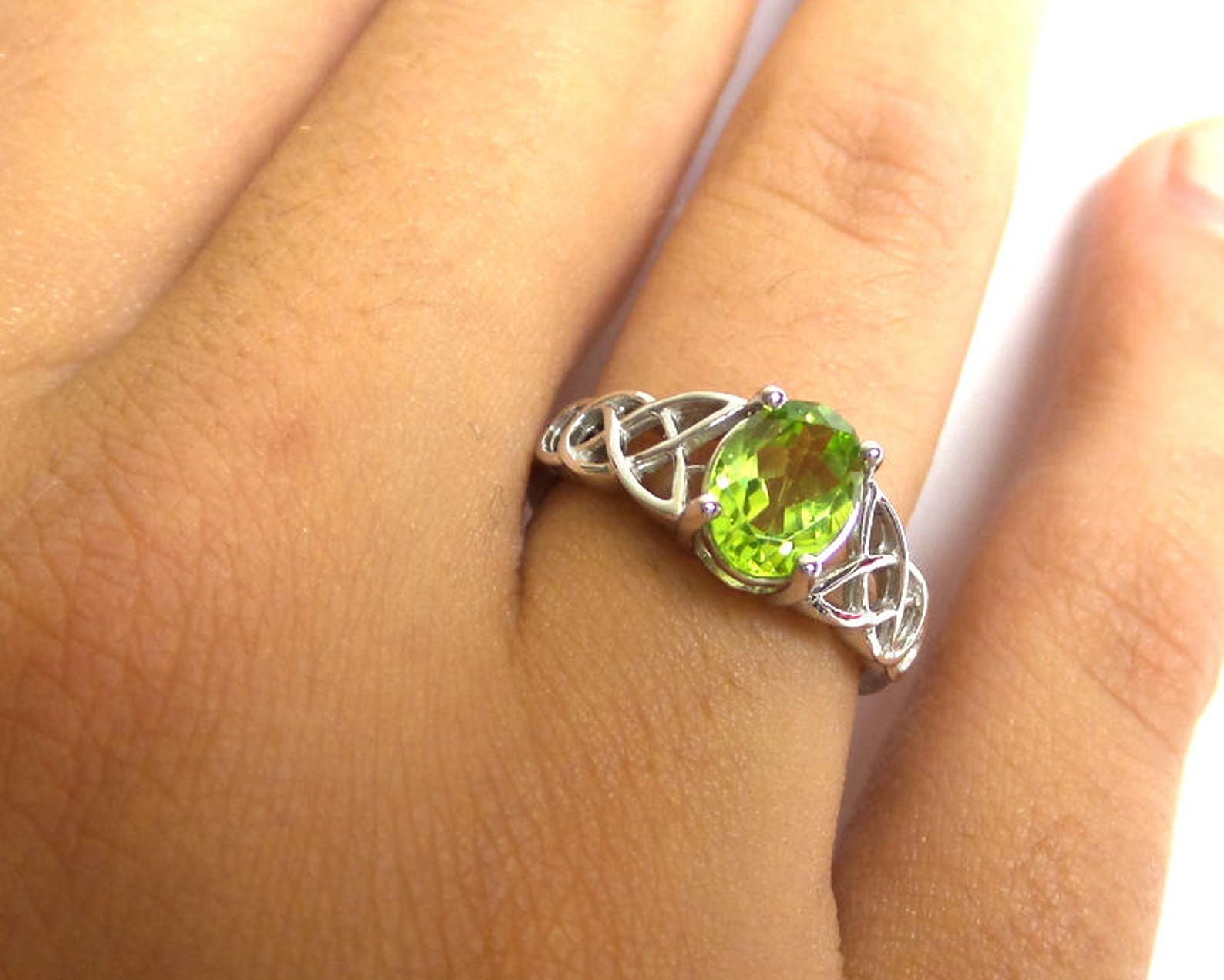 Peridot Ring Sterling Silver/ Genuine Peridot Ring/ Sterling - Etsy