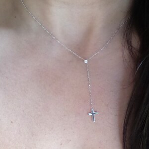 Diamond Cross Necklace / Diamond Necklace Lariat / 14k Gold - Etsy