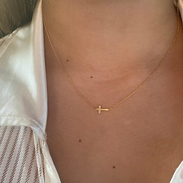 Sideways Cross Necklace - Etsy