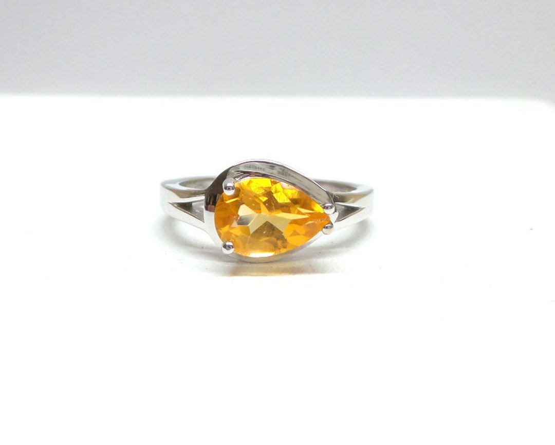 Anillo de topacio amarillo / Anillo solitario de topacio amarillo de ...