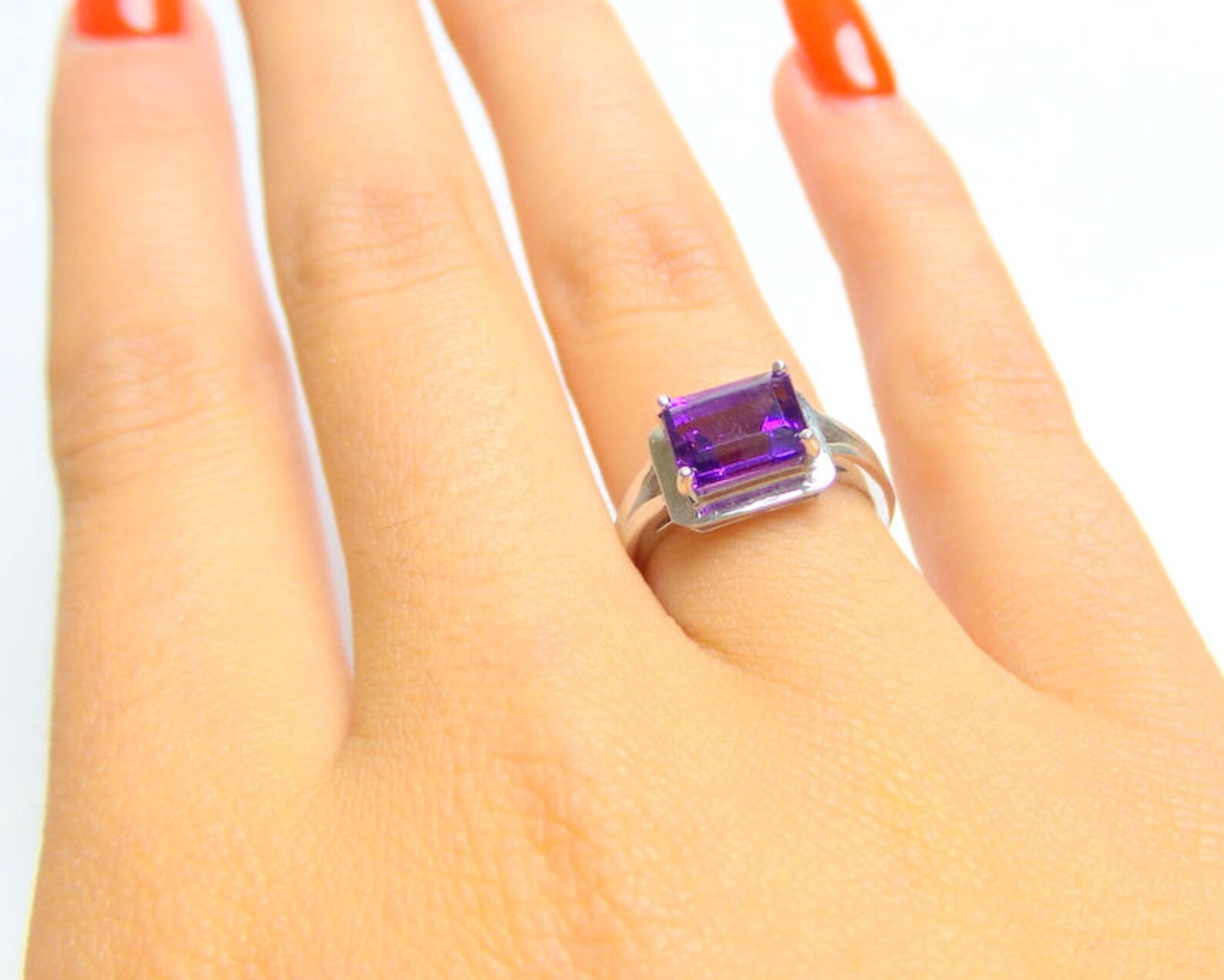 Amethyst Ring/ Genuine Amethyst Ring/ Sterling Silver Amethyst | Etsy