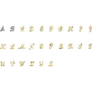 14k Gold Script Initial Necklace: Dainty Script Letter Pendant - Etsy