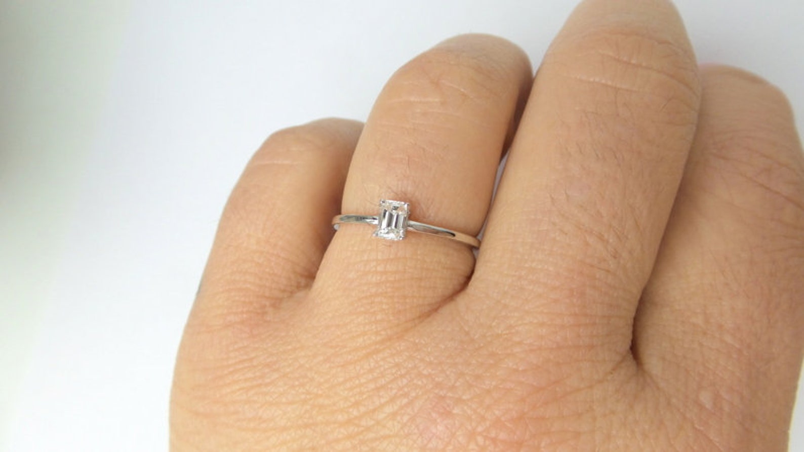 Emerald Cut Diamond Ring 0.22ct VS1 I Color / Diamond - Etsy