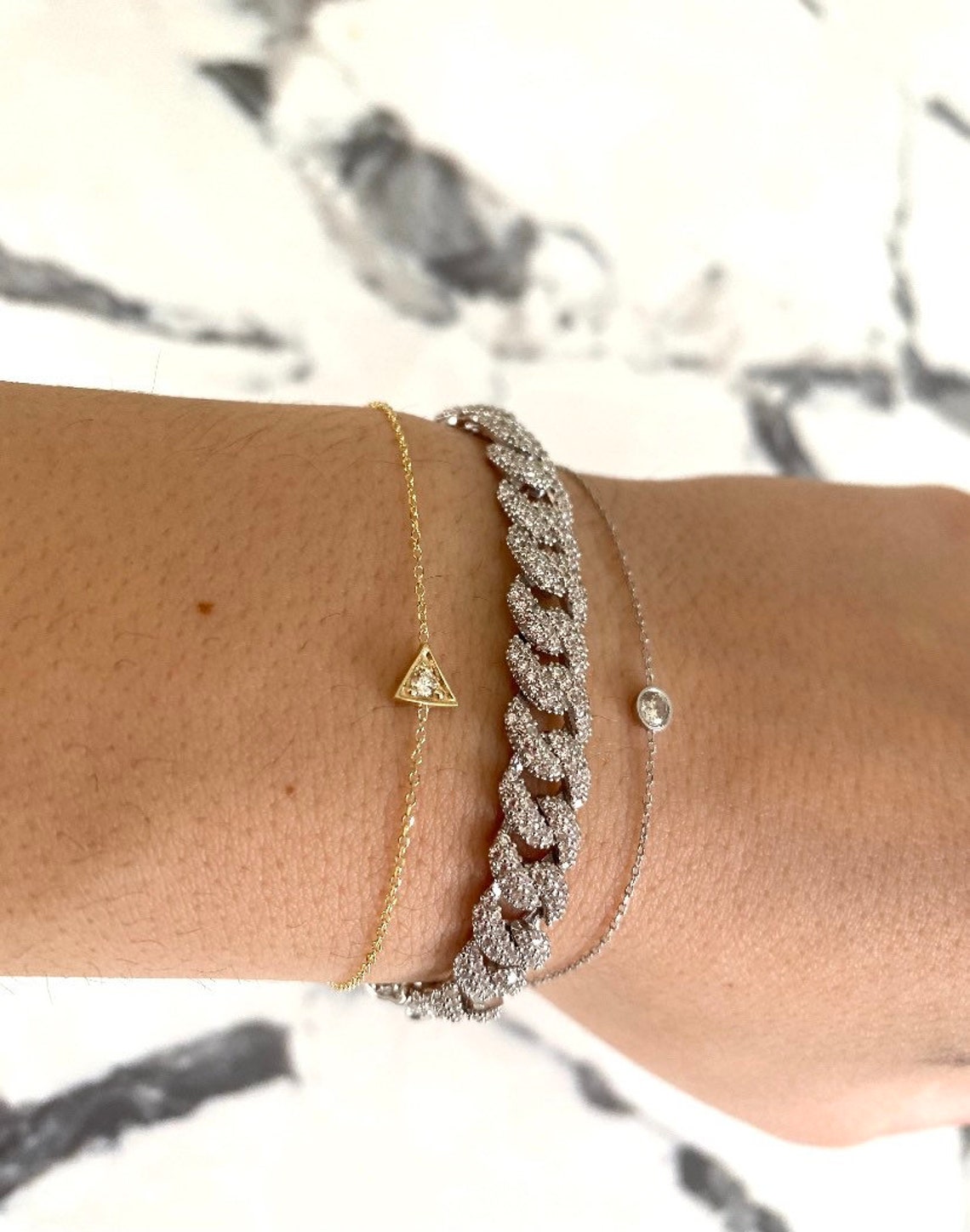 Triangle Shape Diamond Bracelet / Triangle Diamond Bracelet / - Etsy